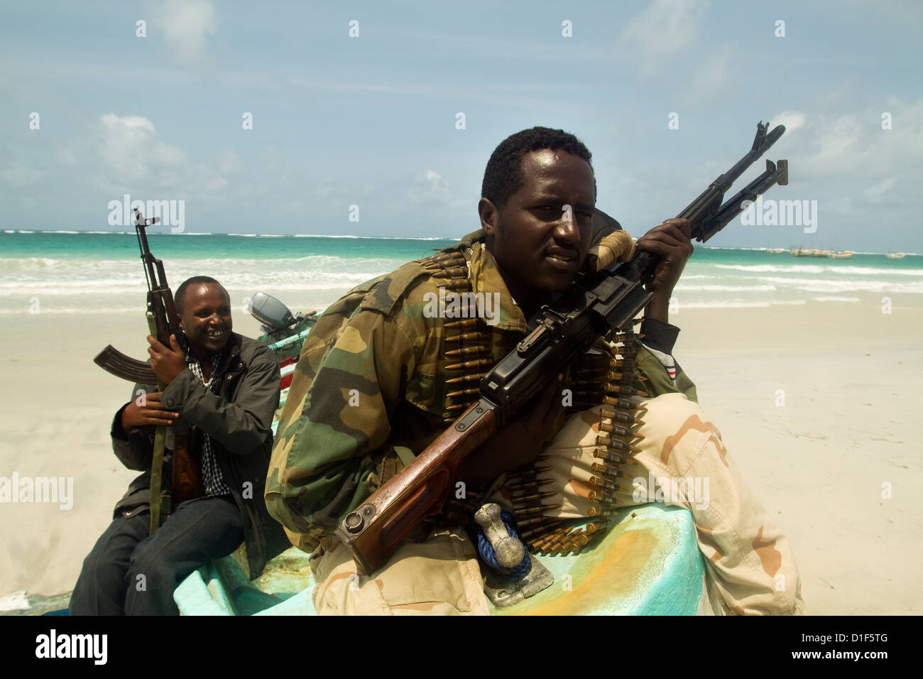 Somalian pirates in Indian Ocean near Mogadishu Somalia Stock Photo - Alamy