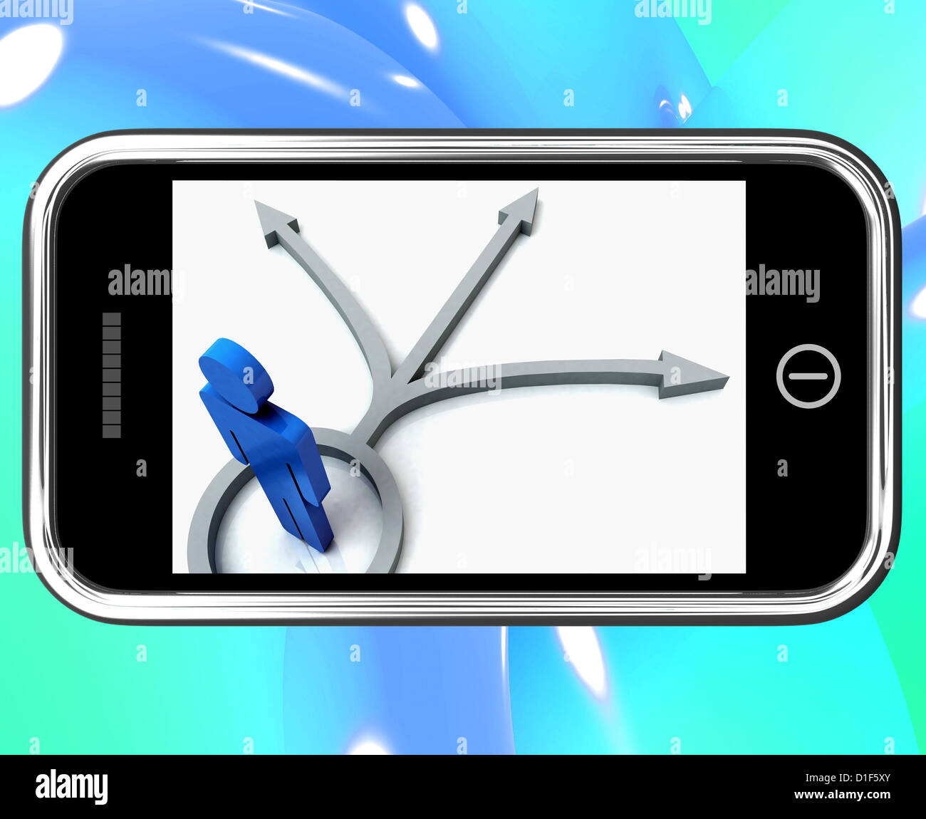 Boy Directions On Smartphone Showing Direction Choice And Future Path ...