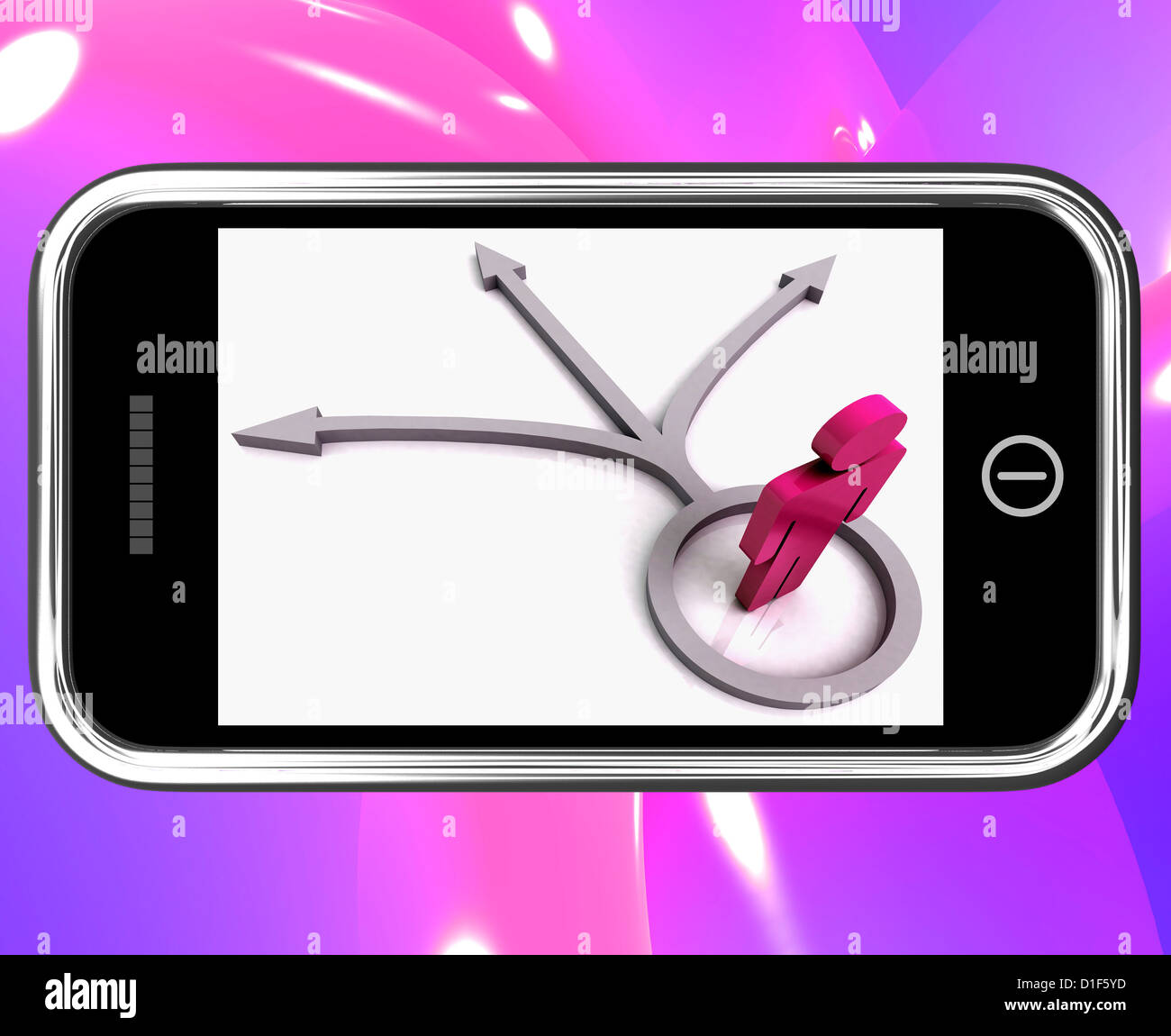 Girl Directions On Smartphone Shows Choosing Path Or Future Way Stock ...