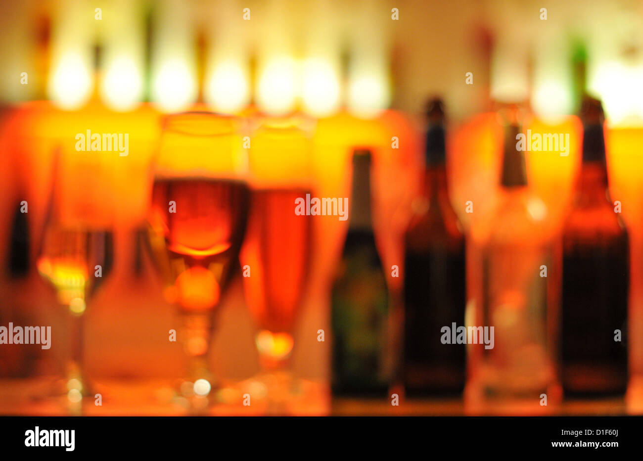 Unsharp picture like the view of a drunken person, glasses with Alcohol ...