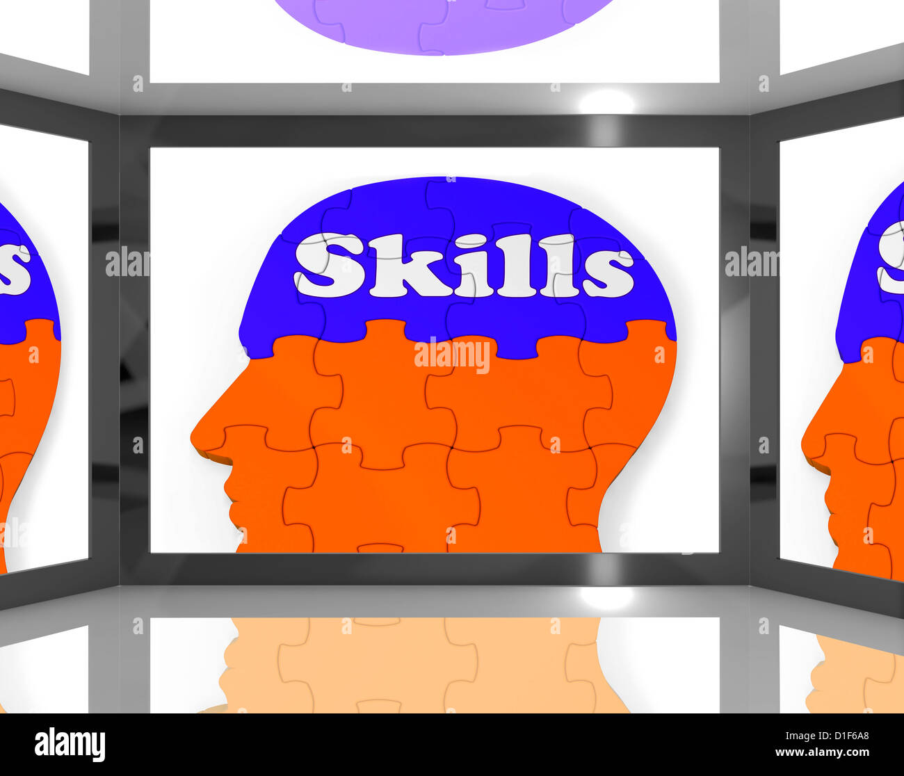 Skills On Brain On Screen Showing Human Competences And Talents Stock ...