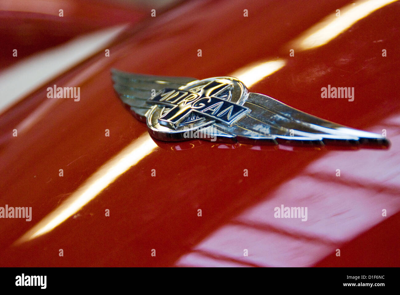 Morgan Motor Company British car manufacturer logo on bonnet Stock ...