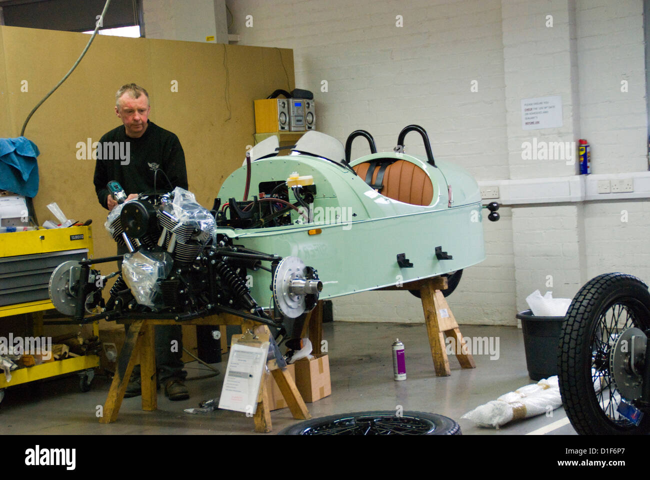 Morgan Motor Company British car manufacturer A worker building a ...