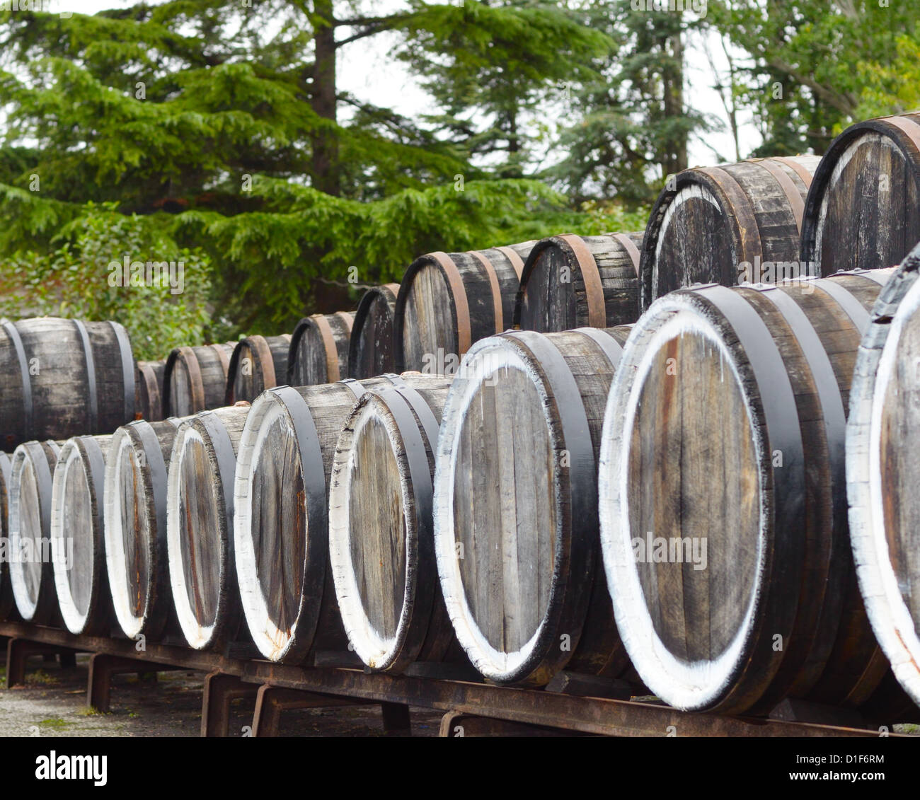 Stacked storage wooden barrels hi-res stock photography and images - Alamy