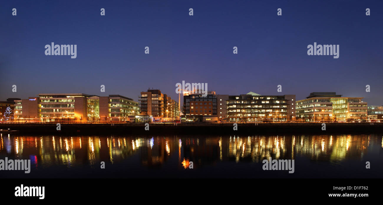 Panoramic Dublin North Quays at Night Stock Photo - Alamy