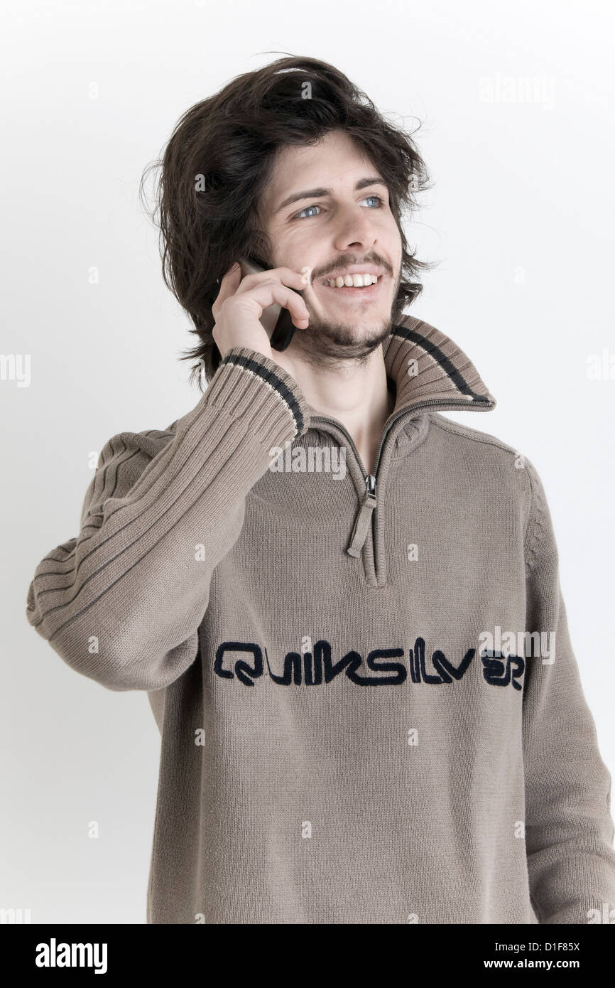 young man with mobile Stock Photo - Alamy