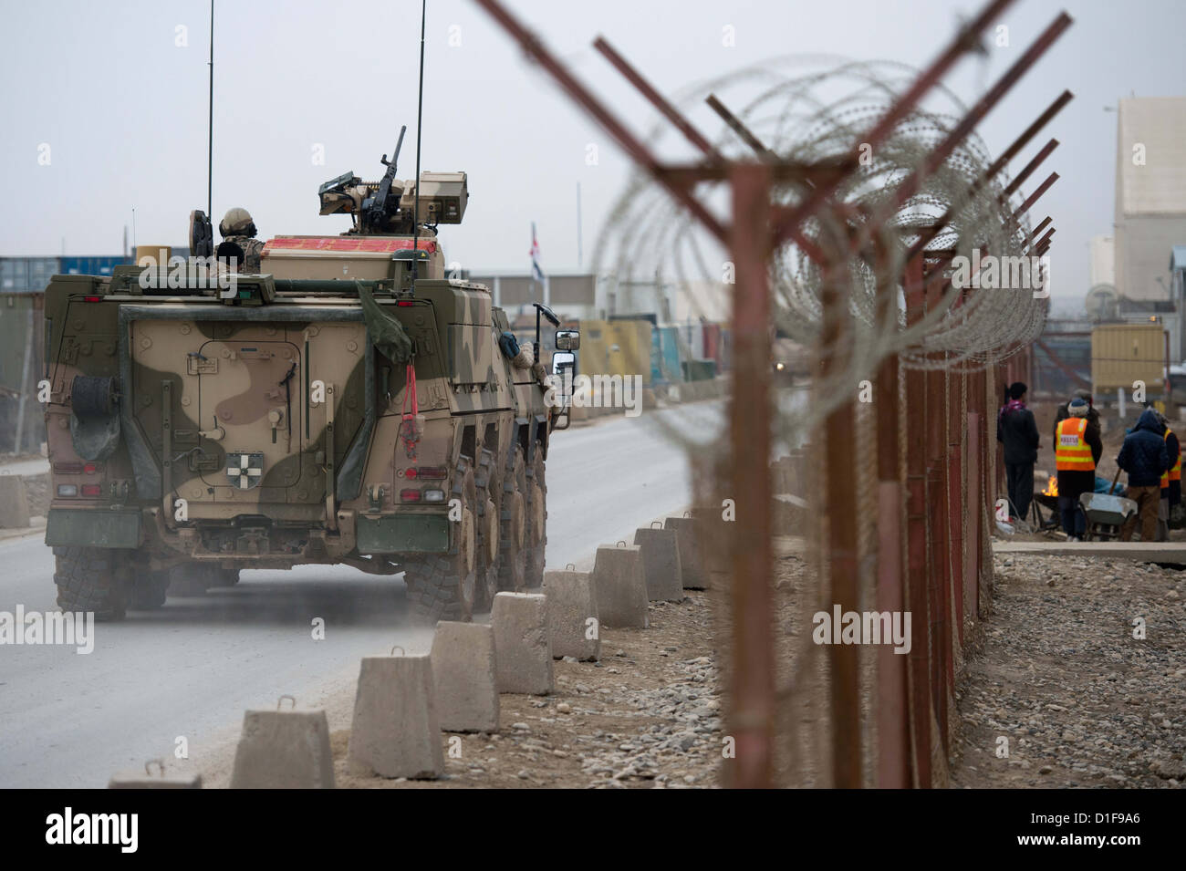 A Boxer tank of the German Armed Forces is seen at Camp Marmal in Masar ...