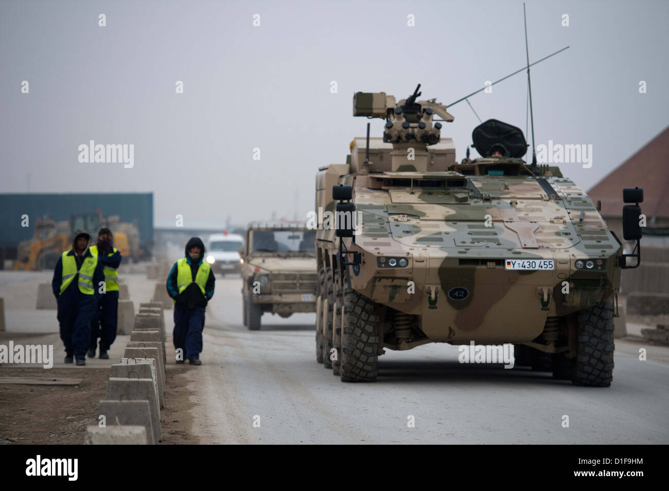 A Boxer tank of the German Armed Forces is seen at Camp Marmal in Masar ...