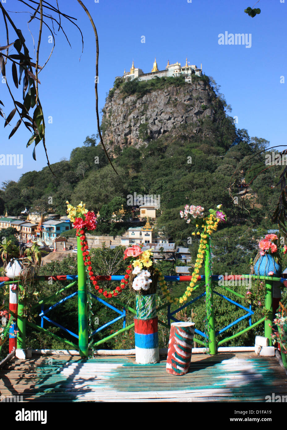 A viewing platform is seen below the Mount Popa in the Kyaukpadaung ...
