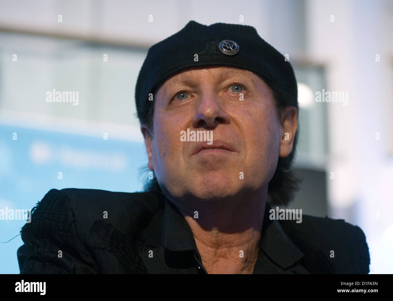 Klaus Meine, singer of rock band "Scorpions," stands before the opening ...