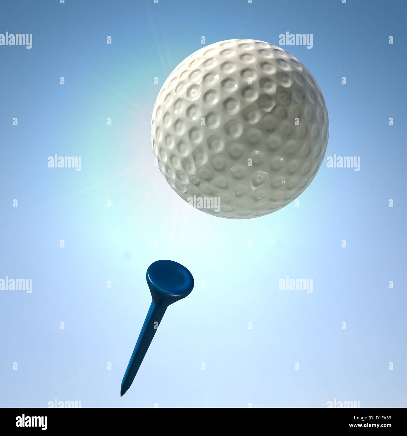 An closeup view of a regular golf ball in flight after being struck off ...