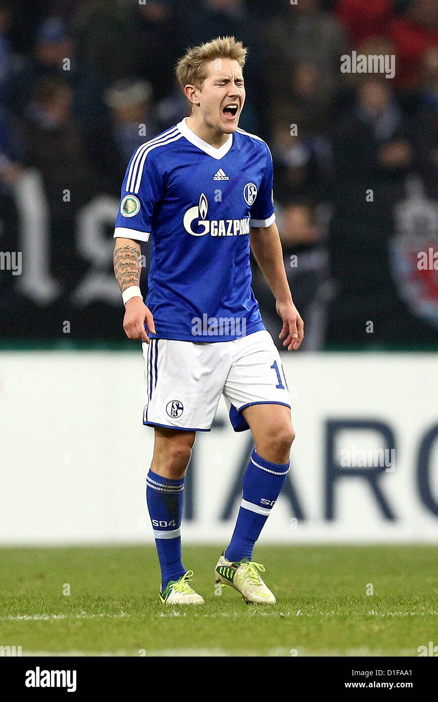 Schalke's Lewis Holtby reacts during the DFB cup round of sixteen match ...