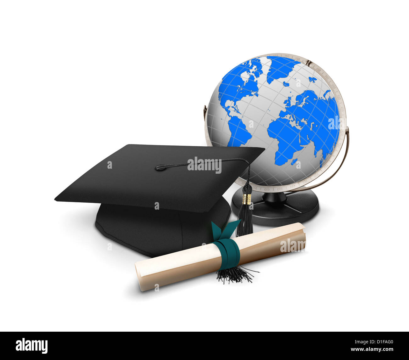 World globe graduation cap diploma Cut Out Stock Images & Pictures - Alamy