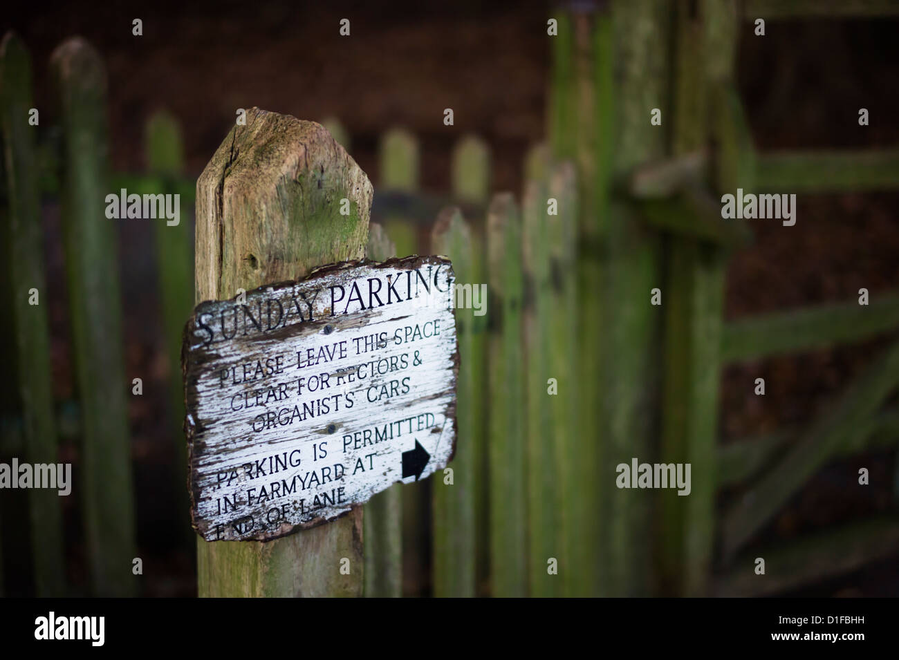 Sign on gate at Bepton Church near Midhurst Stock Photo - Alamy