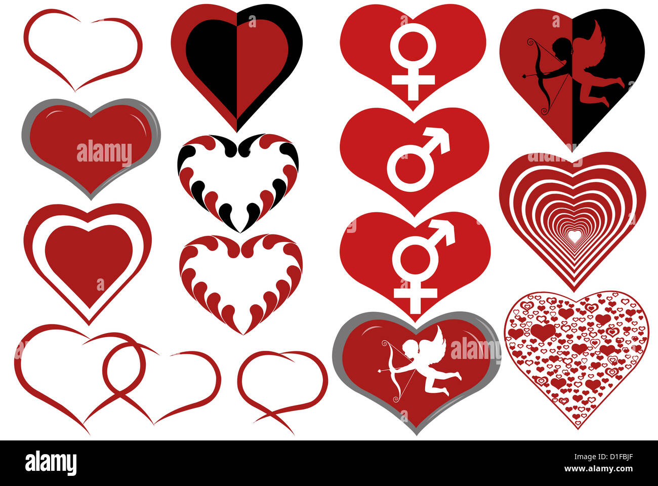 Different hearts isolated on white Stock Photo - Alamy