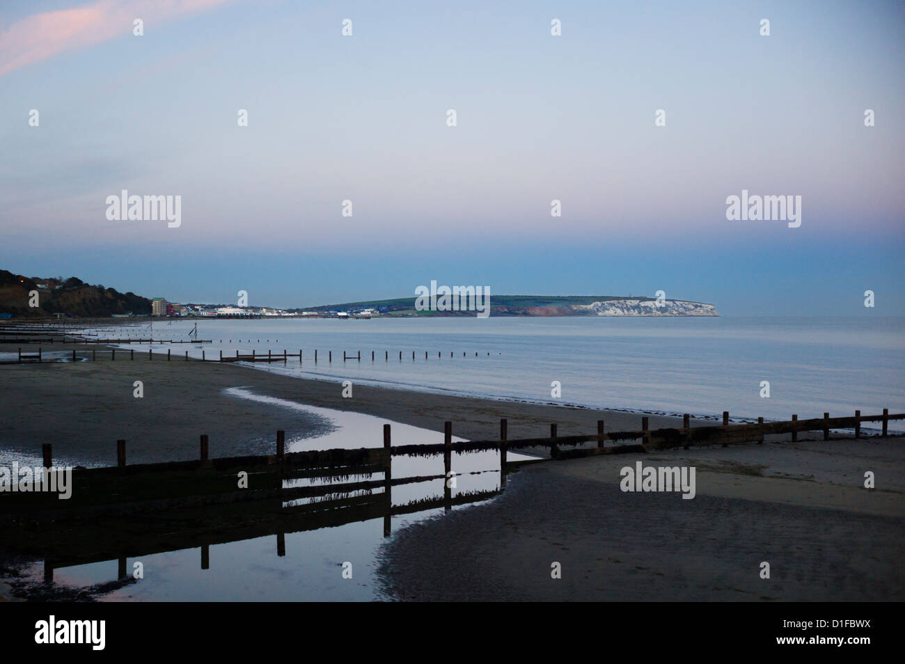 Sandown Bay on Isle of Wight at dusk Stock Photo - Alamy