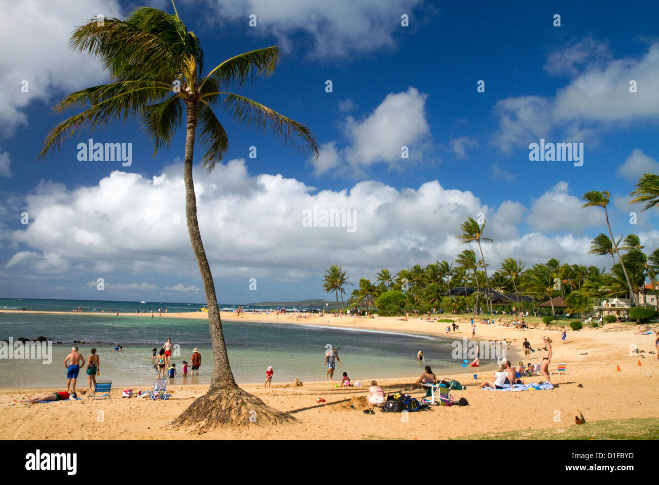 Poipu Beach Park on the southern coast of Kauai island, Hawaii, USA ...