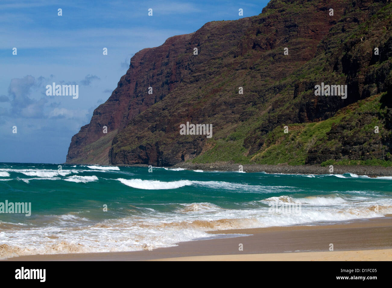 Polihale Beach and State Park located on the western side of the island ...
