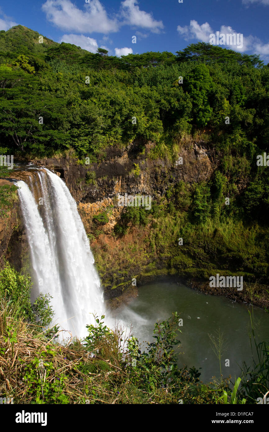 Wailua Falls located on the Wailua River in Wailua River State Park on ...