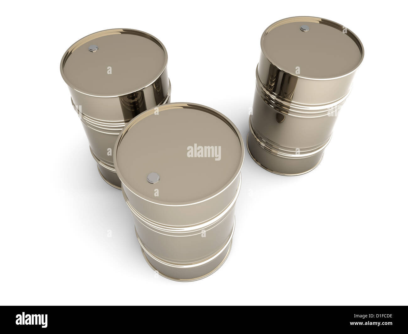 Three industrial barrels. 3D rendered Illustration. Isolated on white ...