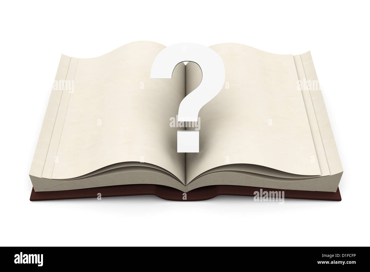 Questionmark over a book. 3D rendered Illustration Stock Photo - Alamy
