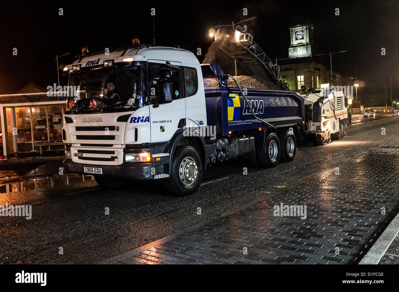 Replacing the road surface at night hi-res stock photography and images ...