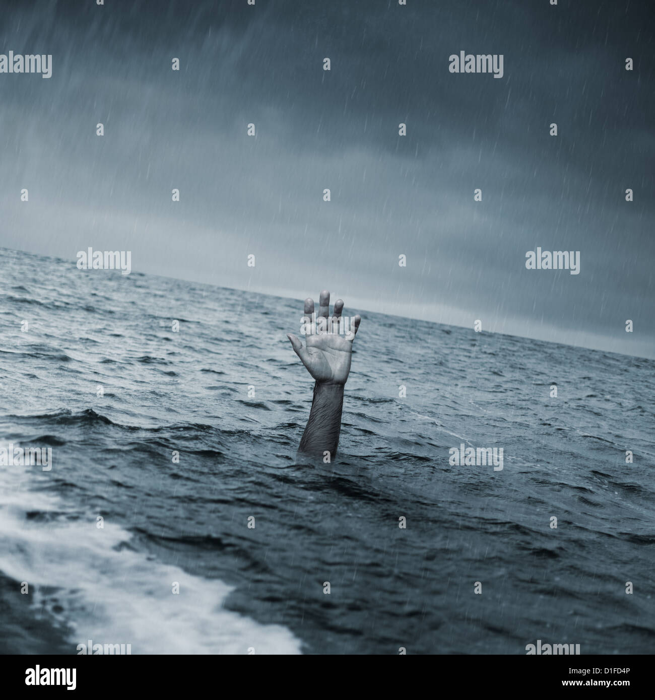 hand of the man in the sea, asking for help Stock Photo - Alamy