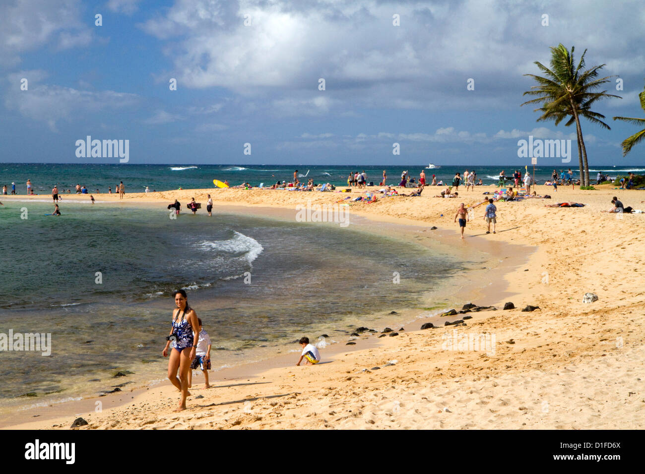 Poipu Beach Park on the southern coast of Kauai island, Hawaii, USA ...