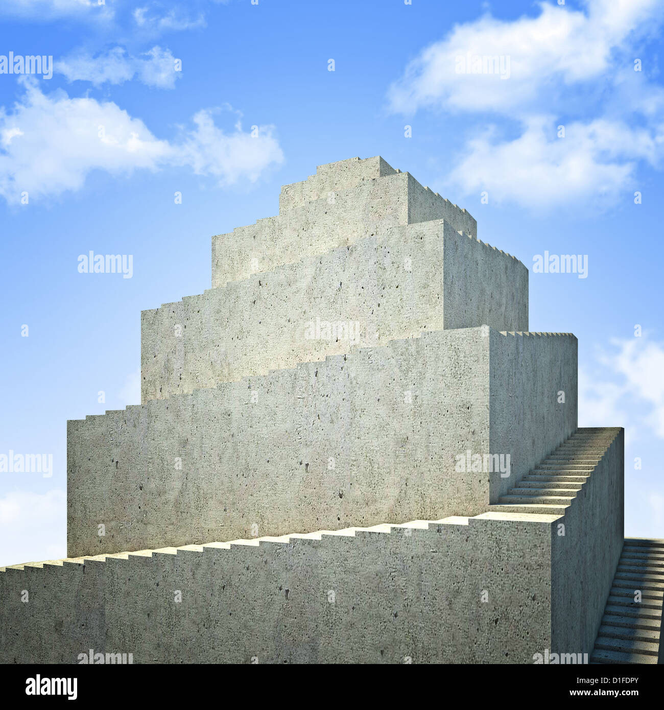 3d image of concrete tower and blu sky background Stock Photo - Alamy