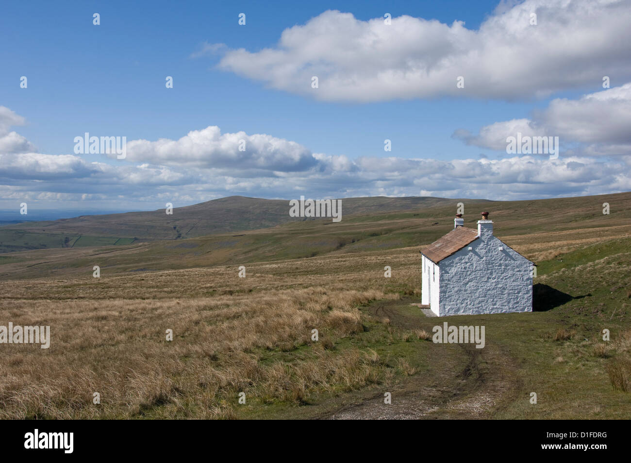 A bothy on the upper slopes of the North Pennines, Cumbria, England ...
