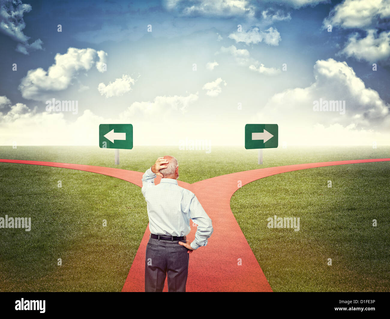 old man and two way street Stock Photo - Alamy