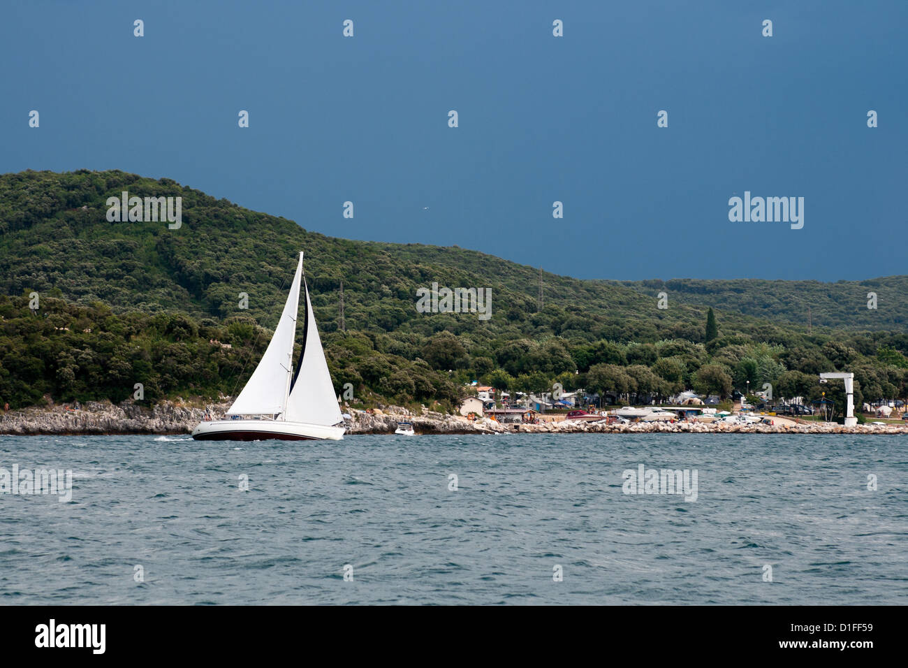 Luxury sail yacht at famous Limsky canal. Adriatic sea. Croatia Stock ...
