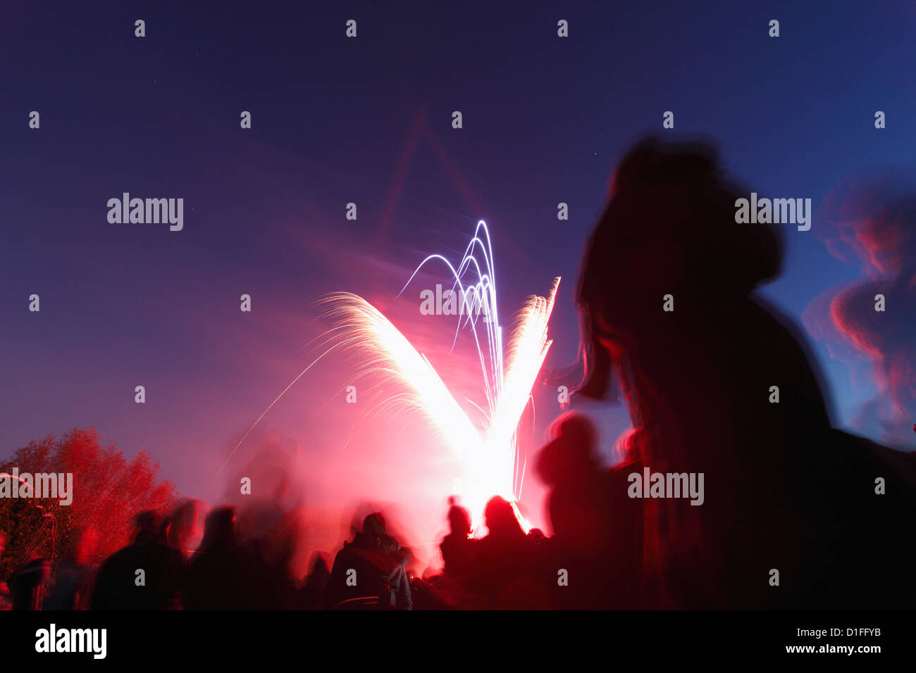 Crowd watching Firework Display Stock Photo - Alamy