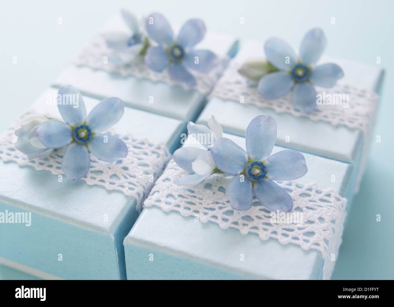 Light blue gift boxes Stock Photo - Alamy