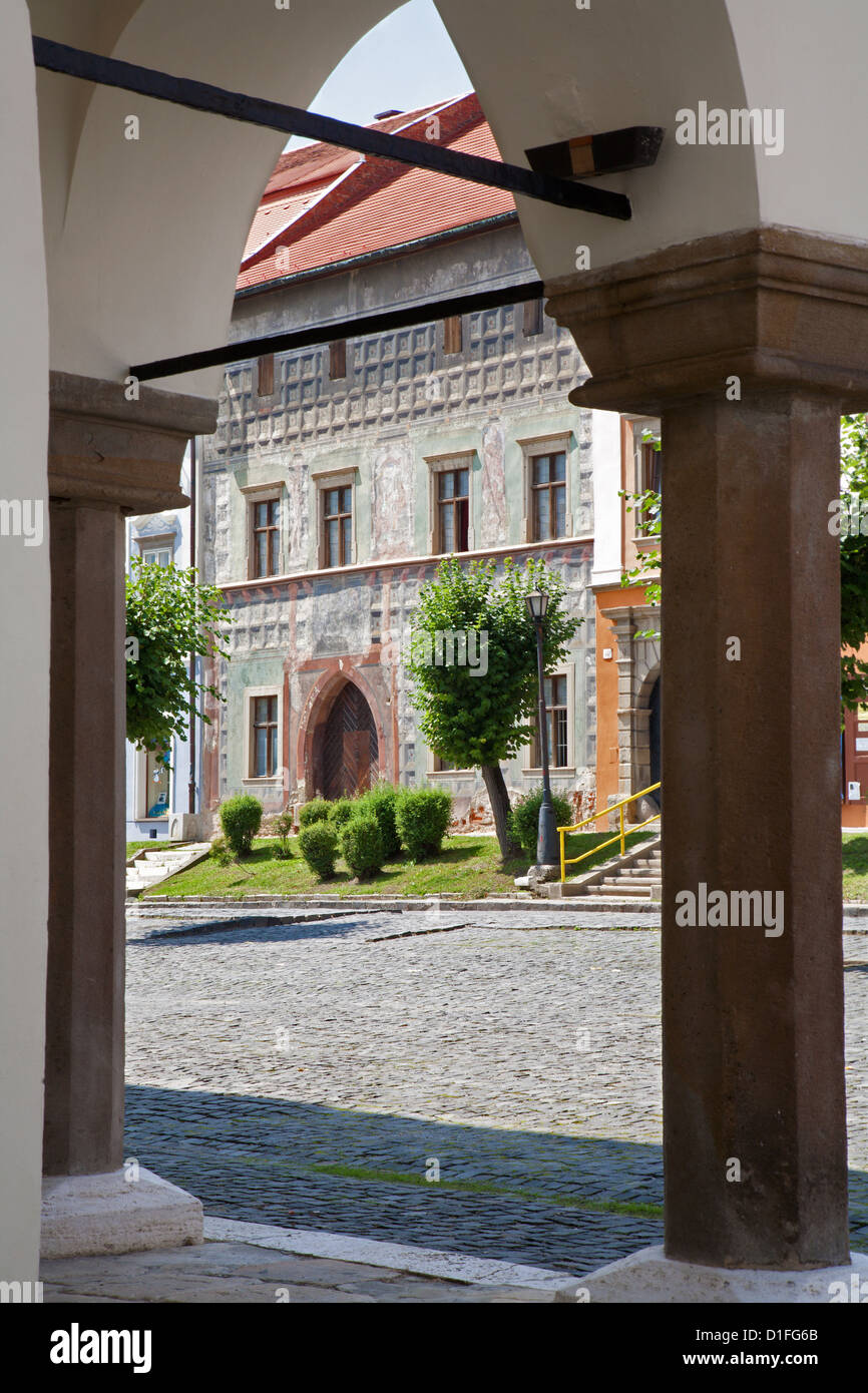 LEVOCA - AUGUST 1: Facade of old renaissance Krupek house with the ...
