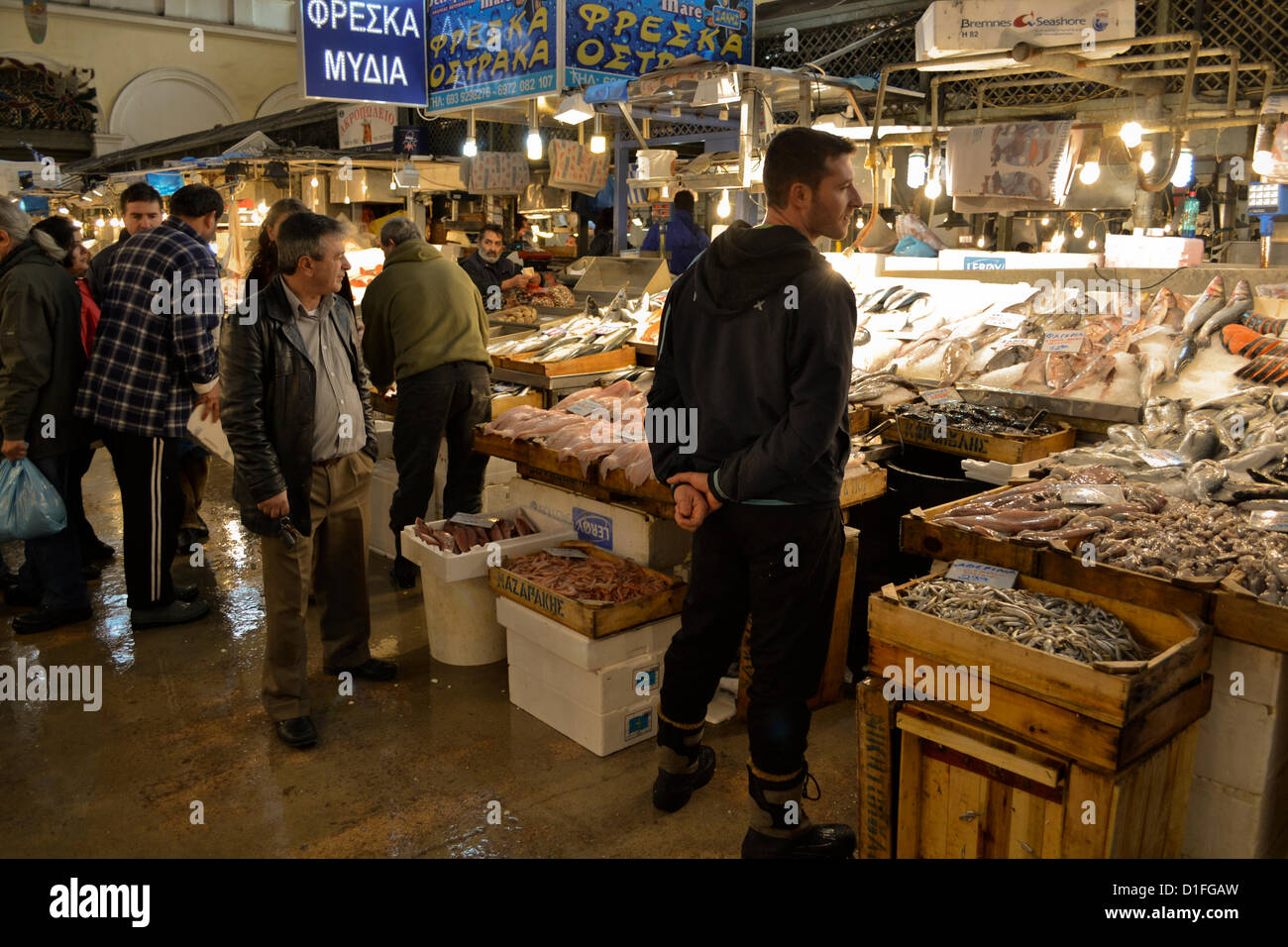 Athens meat market Stock Photo - Alamy