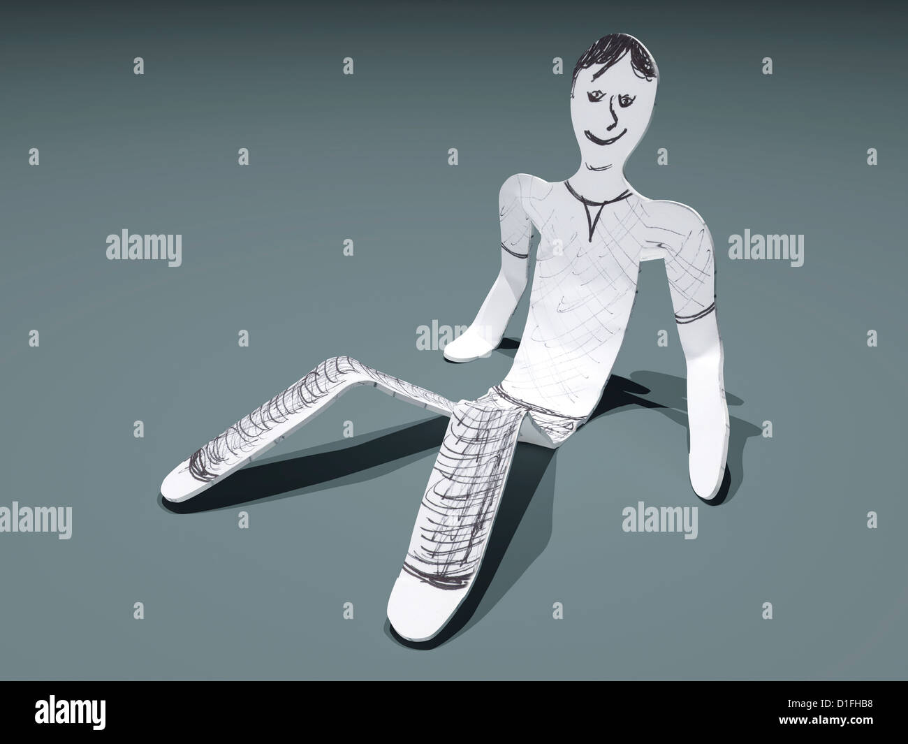A sitting paper man. 3D rendered illustration Stock Photo - Alamy