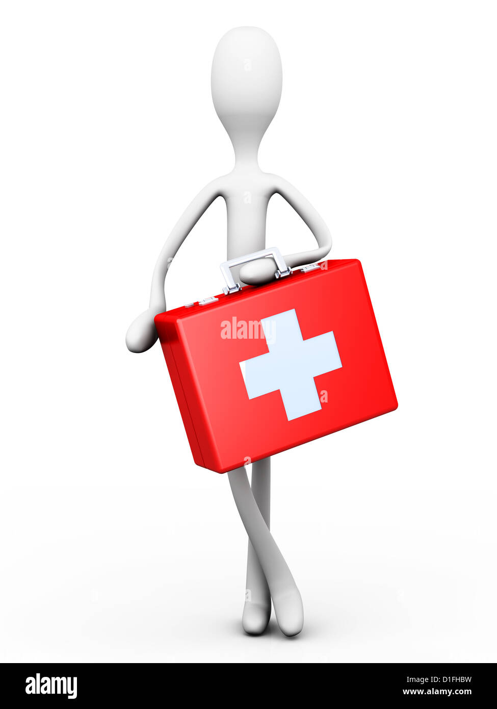 A Cartoon Figure with a First aid case. 3D rendered Illustration Stock ...