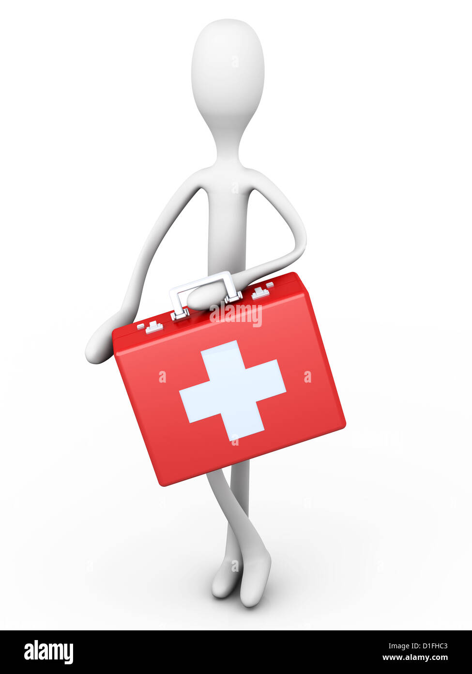 A Cartoon Figure with a First aid case. 3D rendered Illustration Stock ...