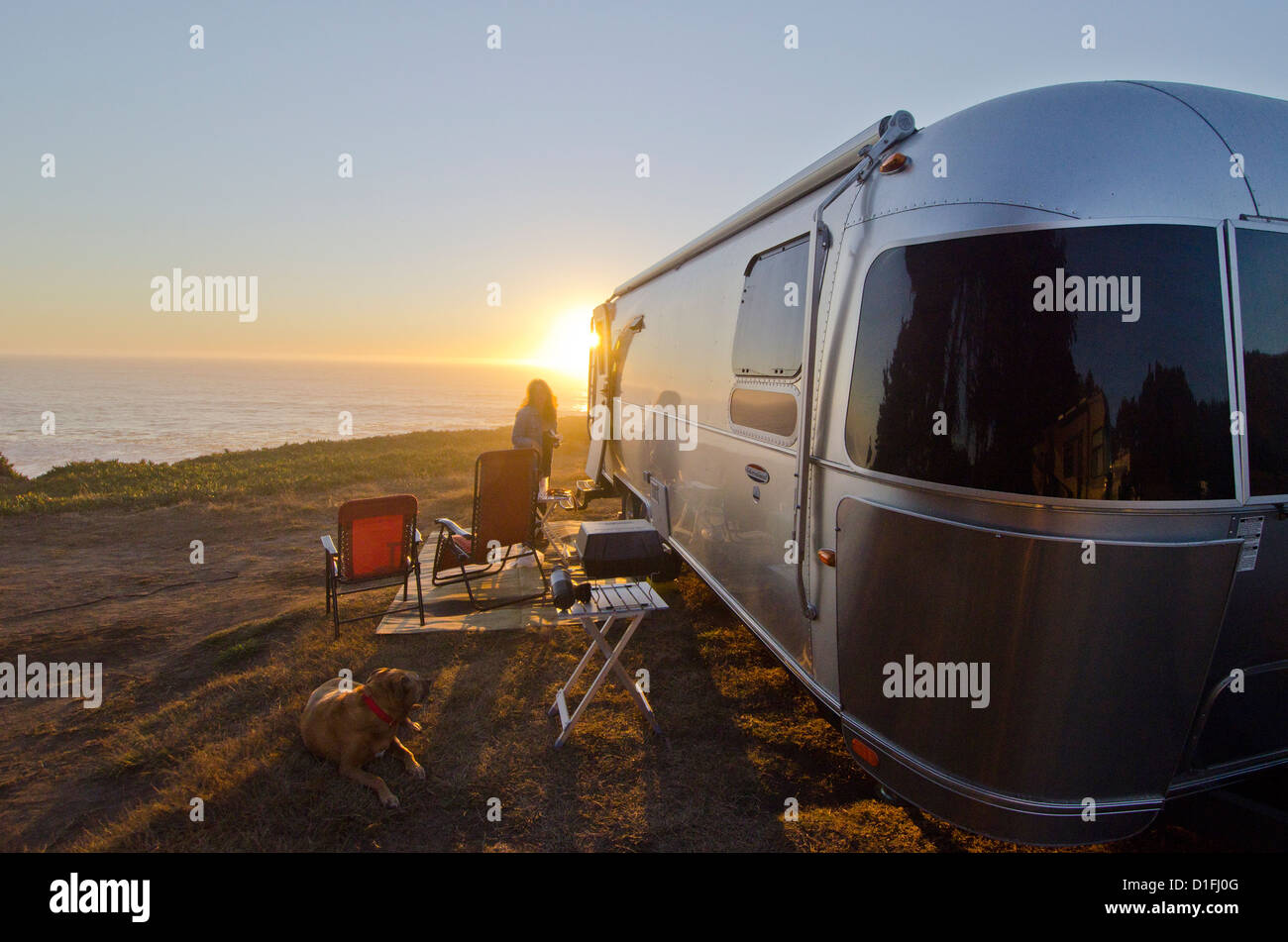 Airstream camping northern California coast Stock Photo - Alamy