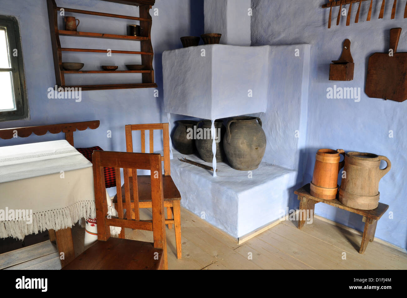 Traditional romanian house interior in Transylvania, Romania Stock ...