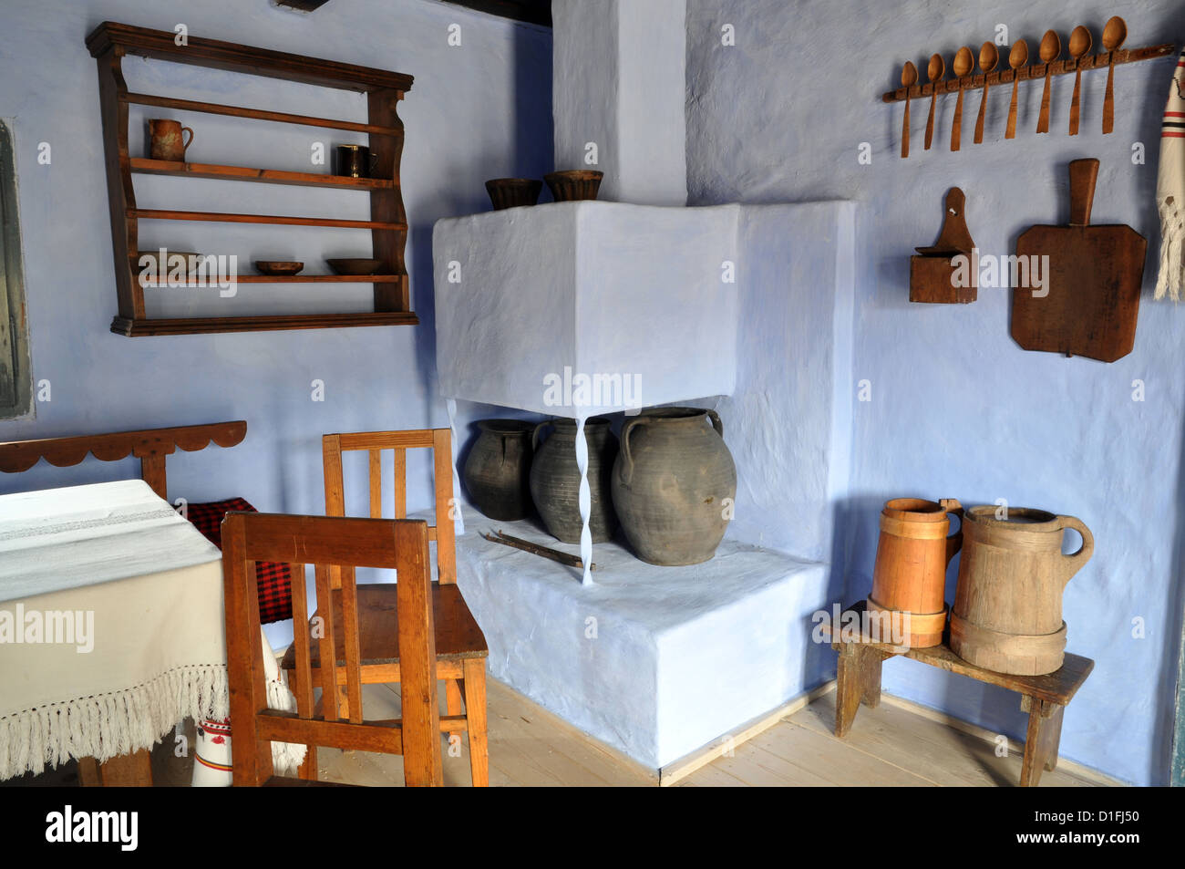 Traditional romanian house interior in Transylvania, Romania Stock ...