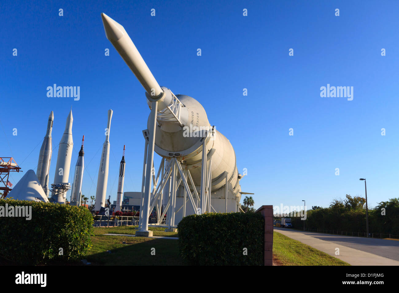 A Saturn 1B rocket in the Rocket Garden at the Kennedy Space Center ...