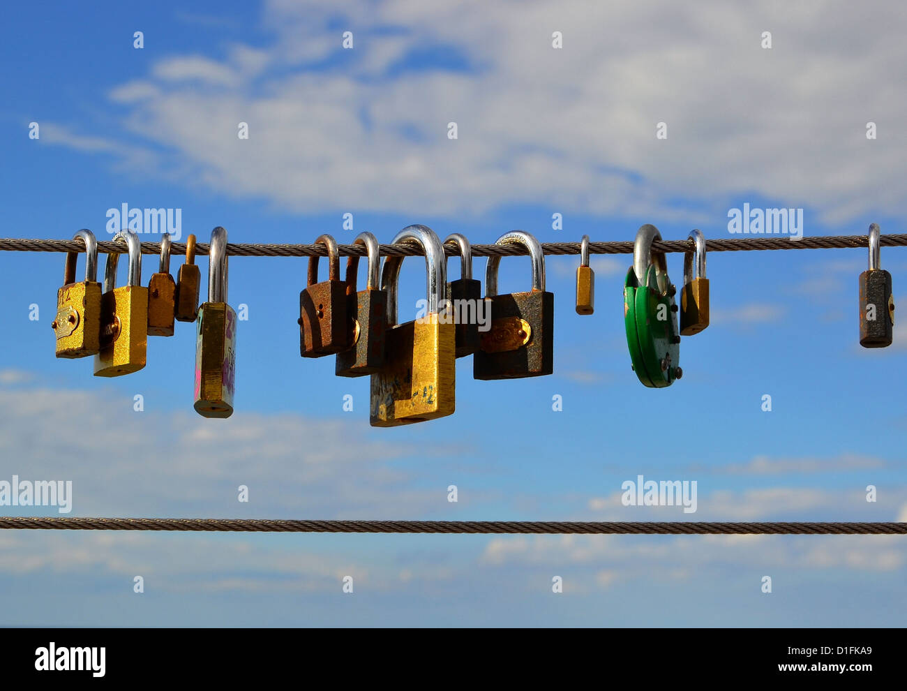 Padlocks with names of couples in love on a bridge Stock Photo - Alamy
