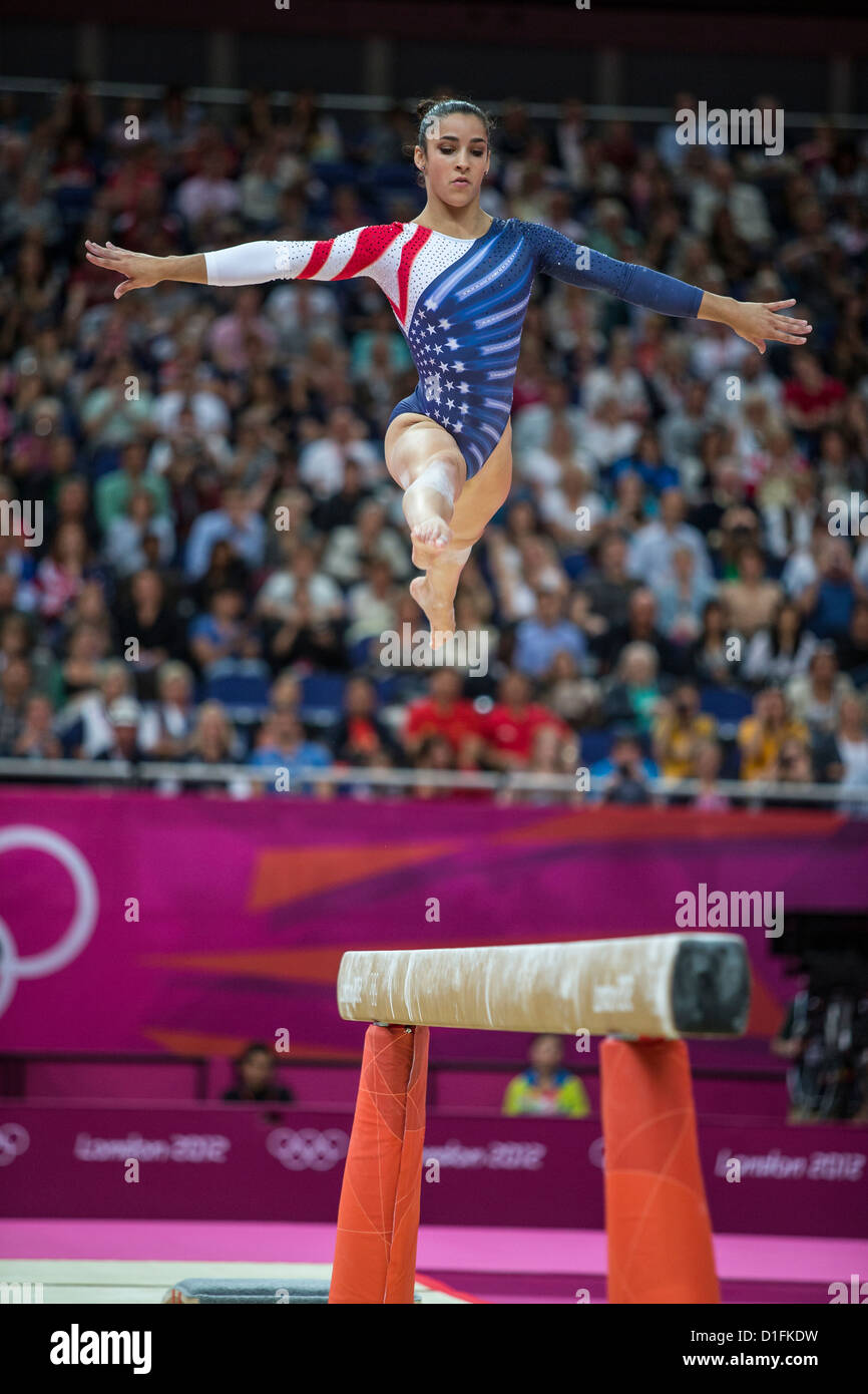 Alexandra Raisman (USA) competing during the Women's Balance Beam Final ...