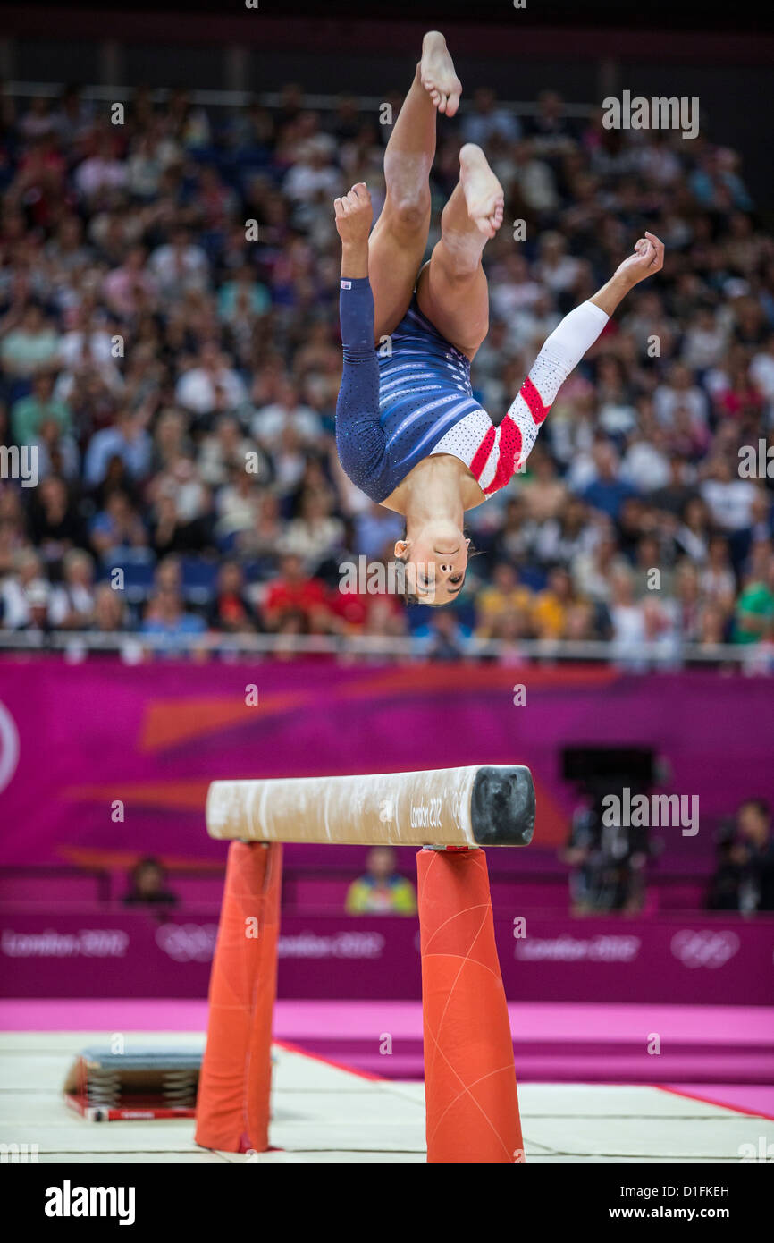 Alexandra Raisman (USA) competing during the Women's Balance Beam Final ...
