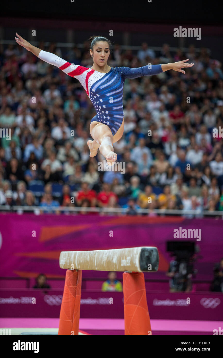 Alexandra Raisman (USA) competing during the Women's Balance Beam Final ...
