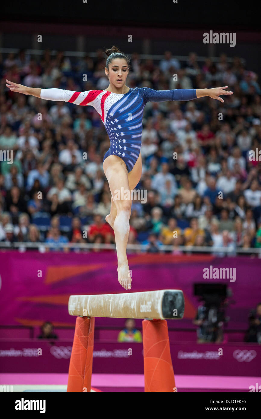 Alexandra Raisman (USA) competing during the Women's Balance Beam Final ...