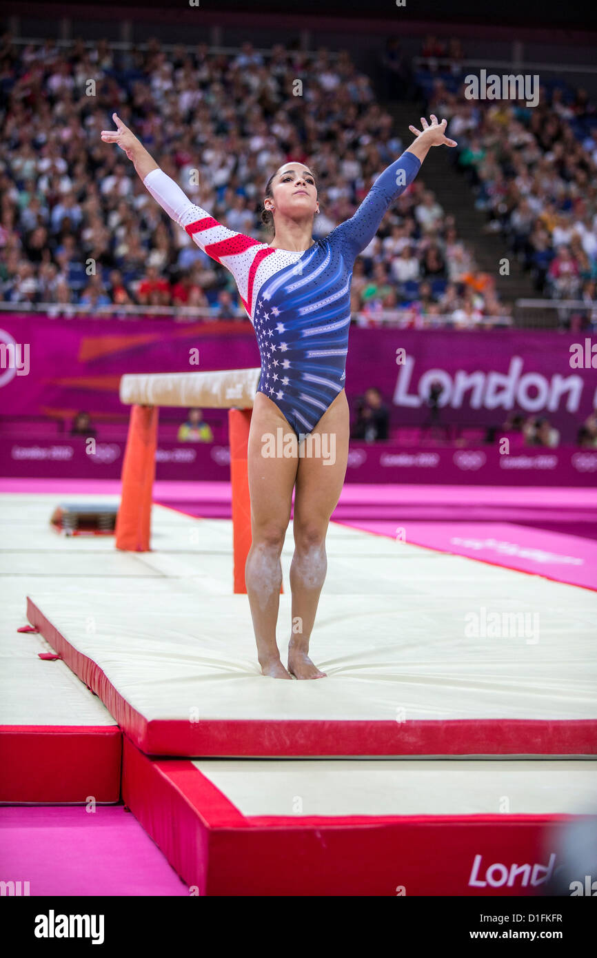 Alexandra Raisman (USA) competing during the Women's Balance Beam Final ...