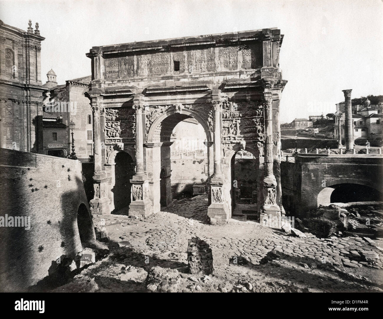 Arch of Septimius Severus, Rome, ca 1880, by A. Oliveri Stock Photo - Alamy